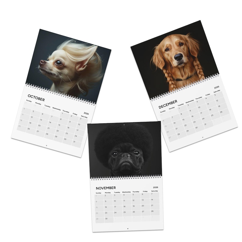 Funny Calendar 2026 | Dogs With Hairstyles | White Elephant Gifts for ...