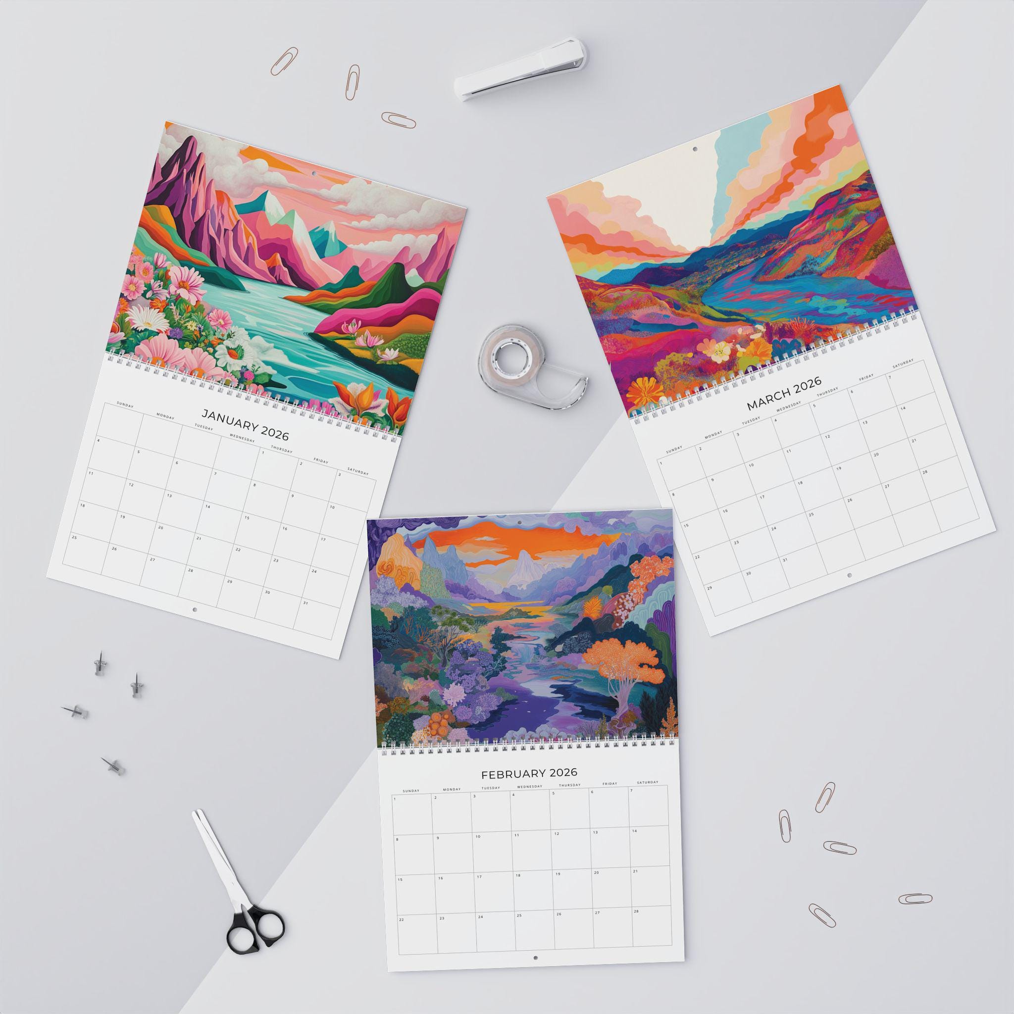 Mountain Landscape Wall Calendar 2026, Scenic Nature Yearly Planner ...