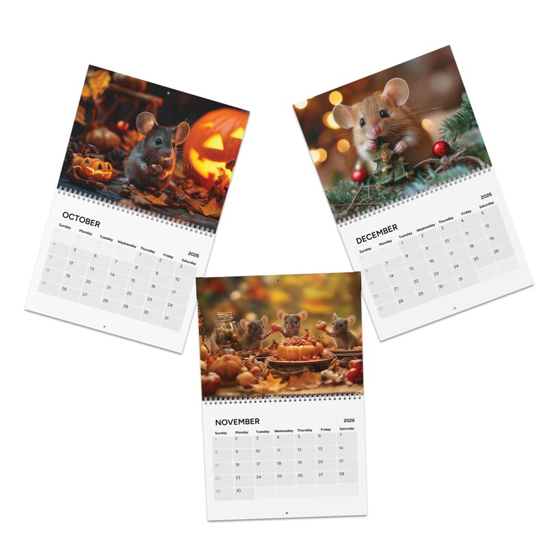 Funny Calendar 2026 | Cute Mice and Mouse | White Elephant Gifts for ...