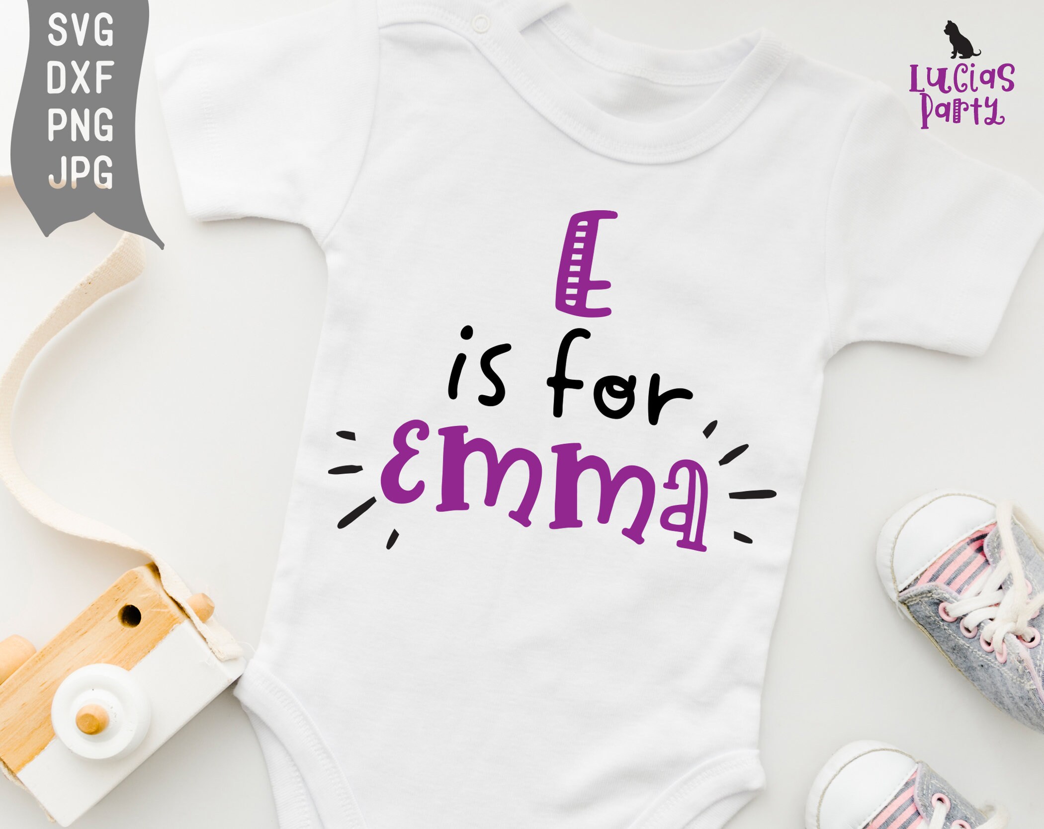 E is for Emma SVG, Baby Name Onesie Svg, Baby Girl Name Svg, Baby Girl ...