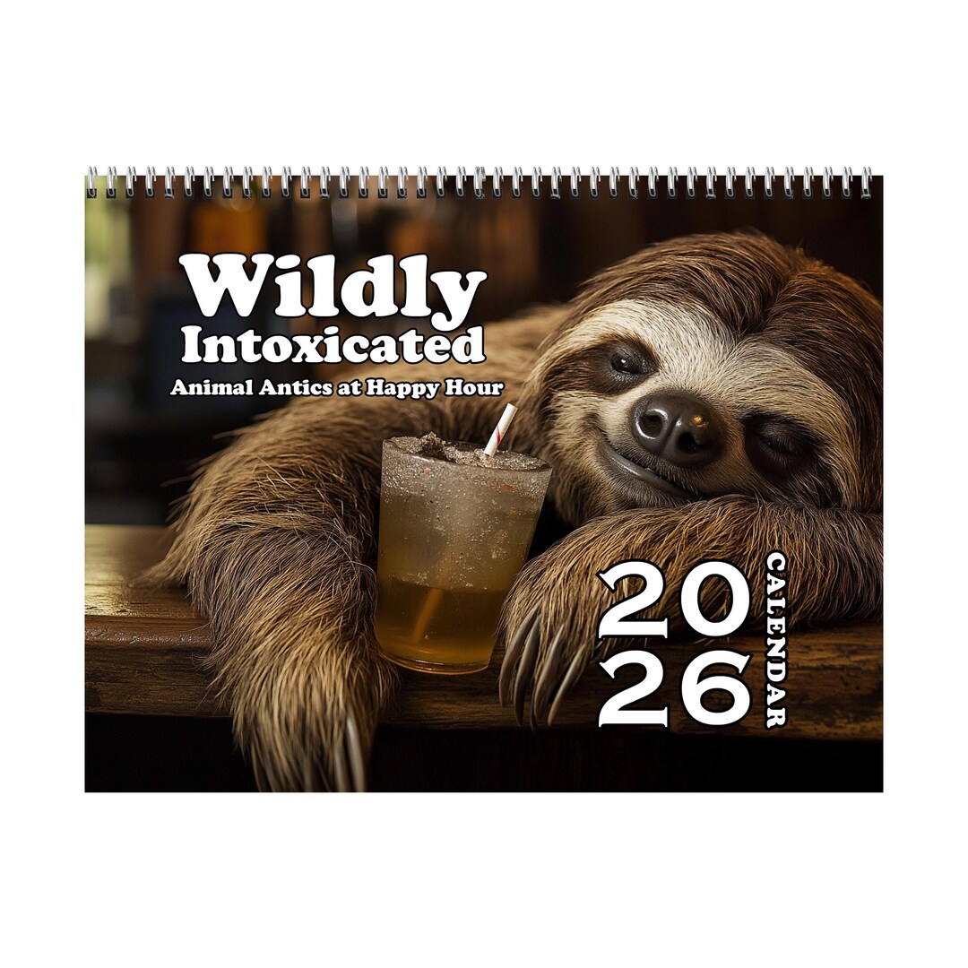 Funny Calendar 2026 Drunk Animals in Bar, Funny Yearly Planner, Animal ...