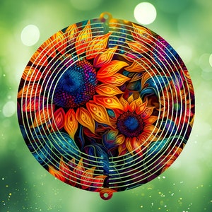 Sunflower Wind Spinner Watercolor Sublimation Design Template, Wind ...