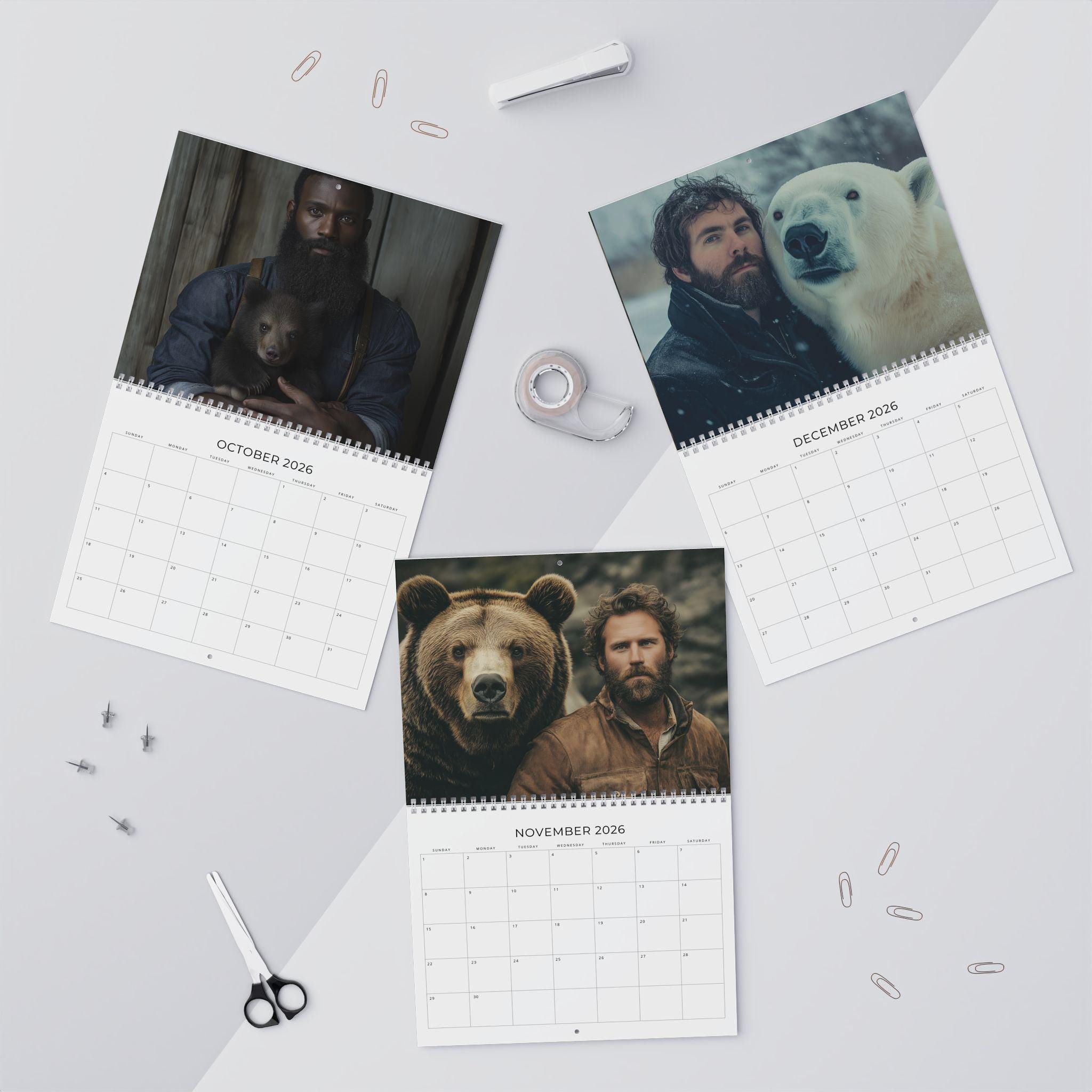 Funny Calendar 2026, Beards and Bears, White Elephant Gifts for Adults ...