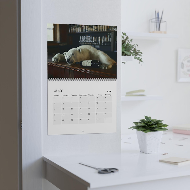 Funny Calendar 2026 Drunk Animals in Bar, Funny Yearly Planner, Animal ...