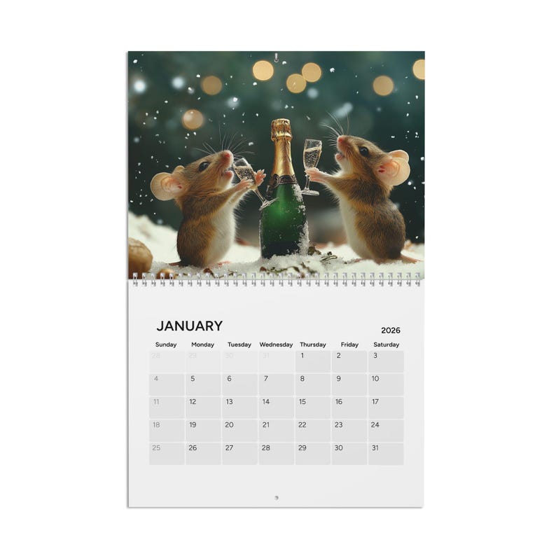 Funny Calendar 2026 | Cute Mice and Mouse | White Elephant Gifts for ...
