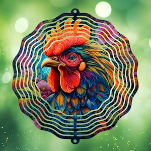 Rooster Wind Spinner Watercolor Sublimation Design Template, Wind ...