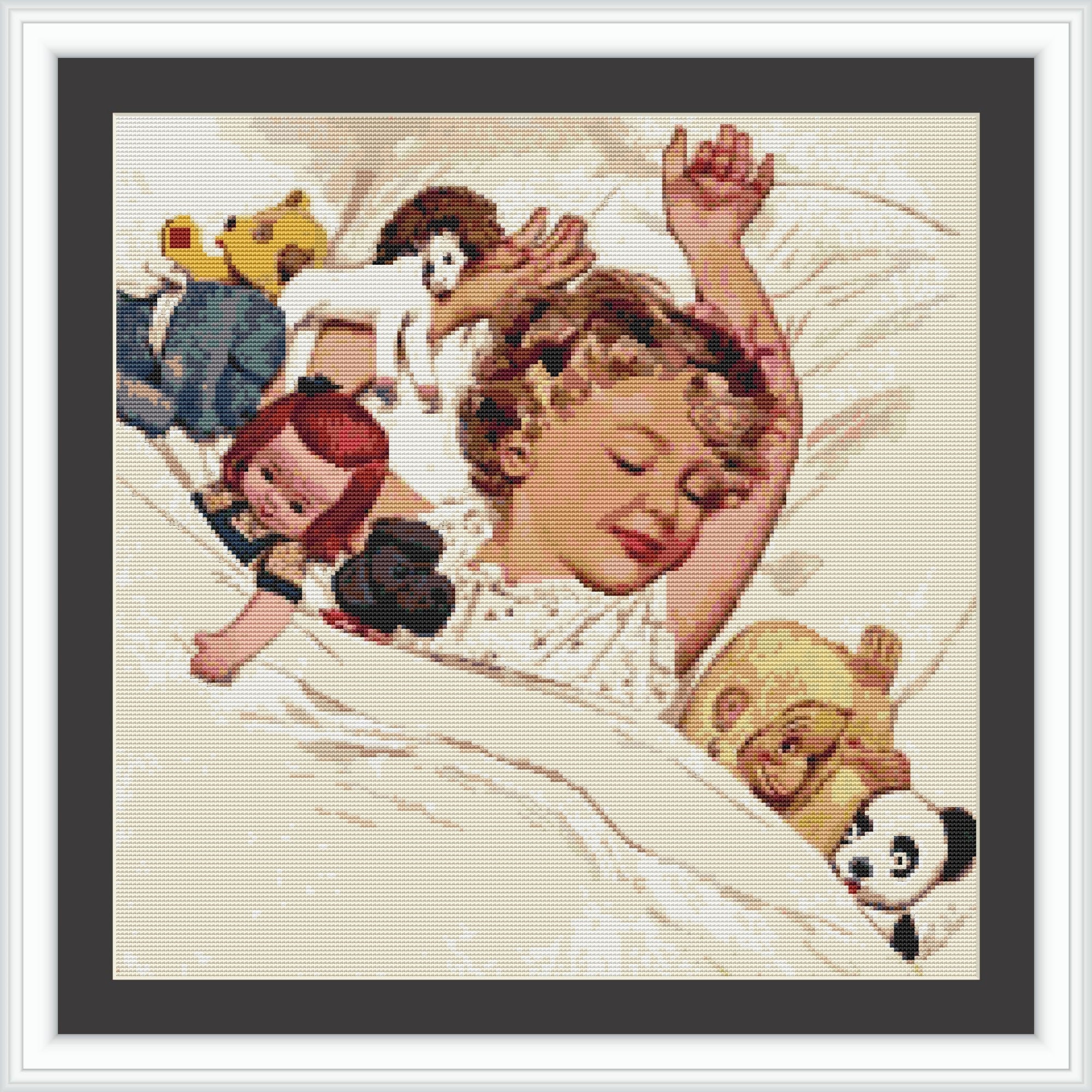 Sleeping Child Counted Cross Stitch Pattern PDF Down Load 256 - Etsy
