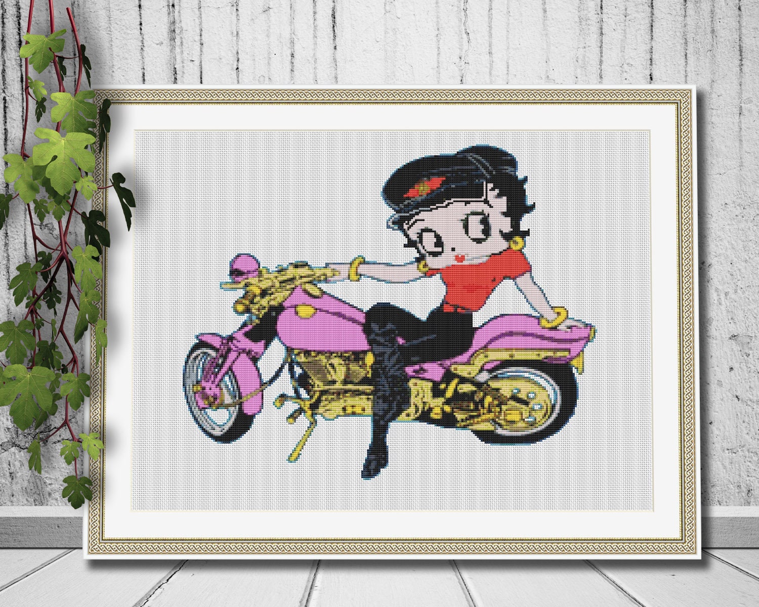 EASY Betty Boop on a Bike Pattern Counted Cross Stitch Pattern - Etsy