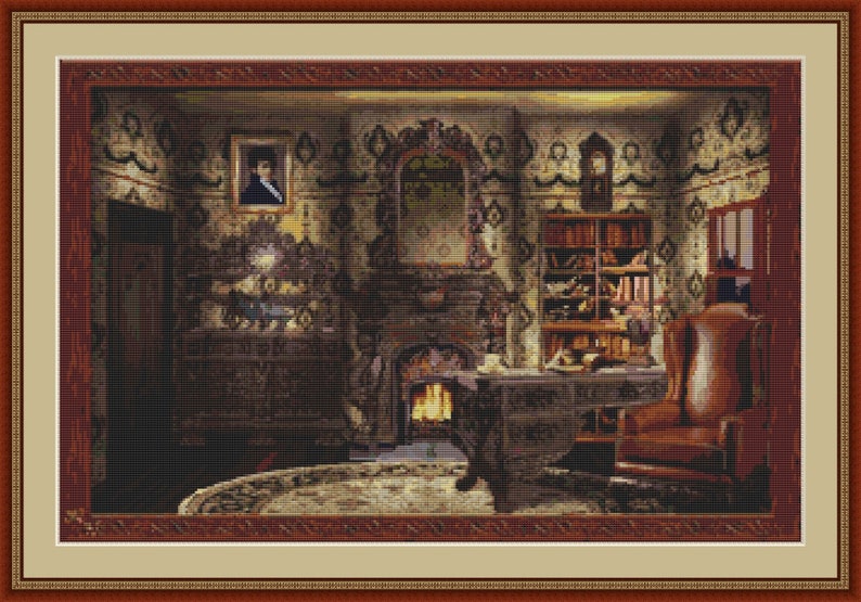 Victorian Library Cross Stitch Pattern PDF Down Load 330 - Etsy