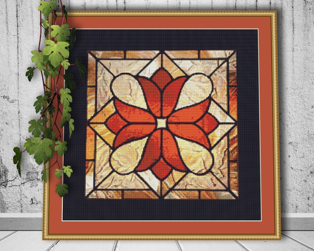 Stained Glass Counted Cross Stitch Pattern PDF Down Load 087 - Etsy