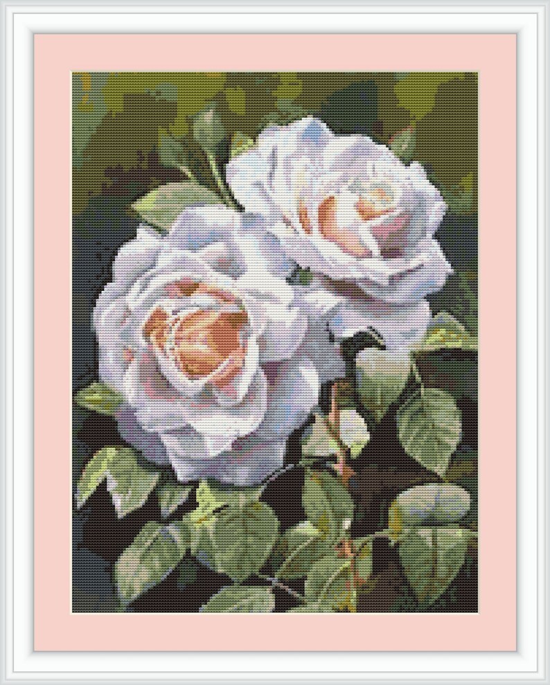 White Roses Counted Cross Stitch Pattern PDF Down Load 302 - Etsy