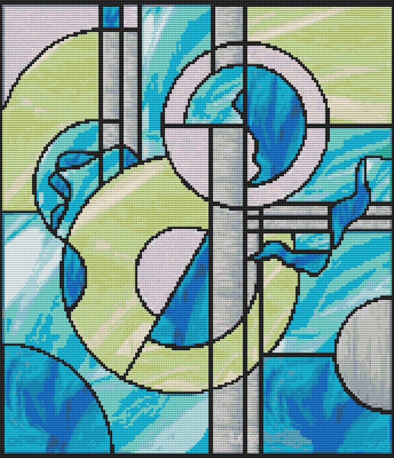 Abstract Stained Glass Counted Cross Stitch PDF Digital Down - Etsy