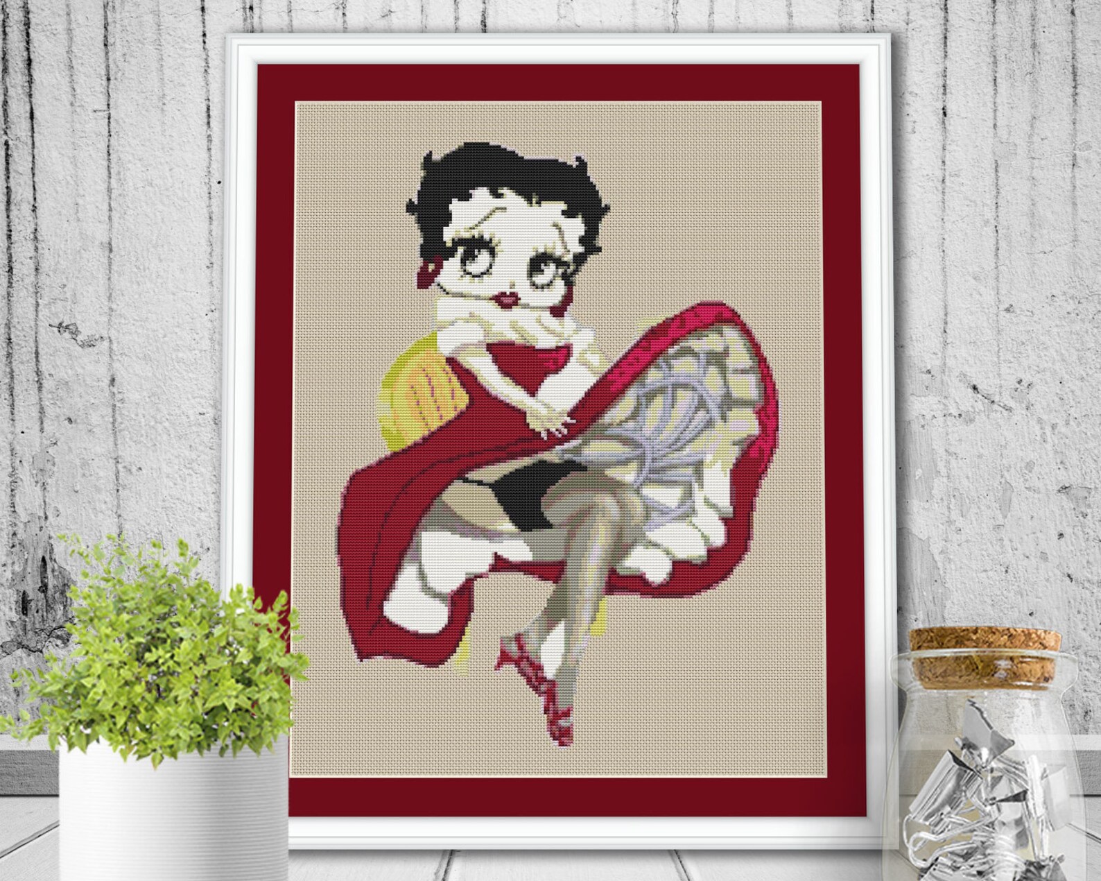 EASY Betty Boop Counted Cross Stitch Pattern Chart PDF Down Load 427 - Etsy