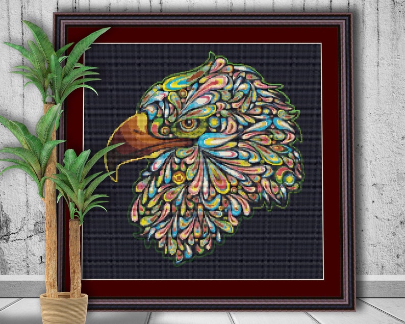 Psychedelic Eagle Cross Stitch Pattern PDF Down Load 10 - Etsy