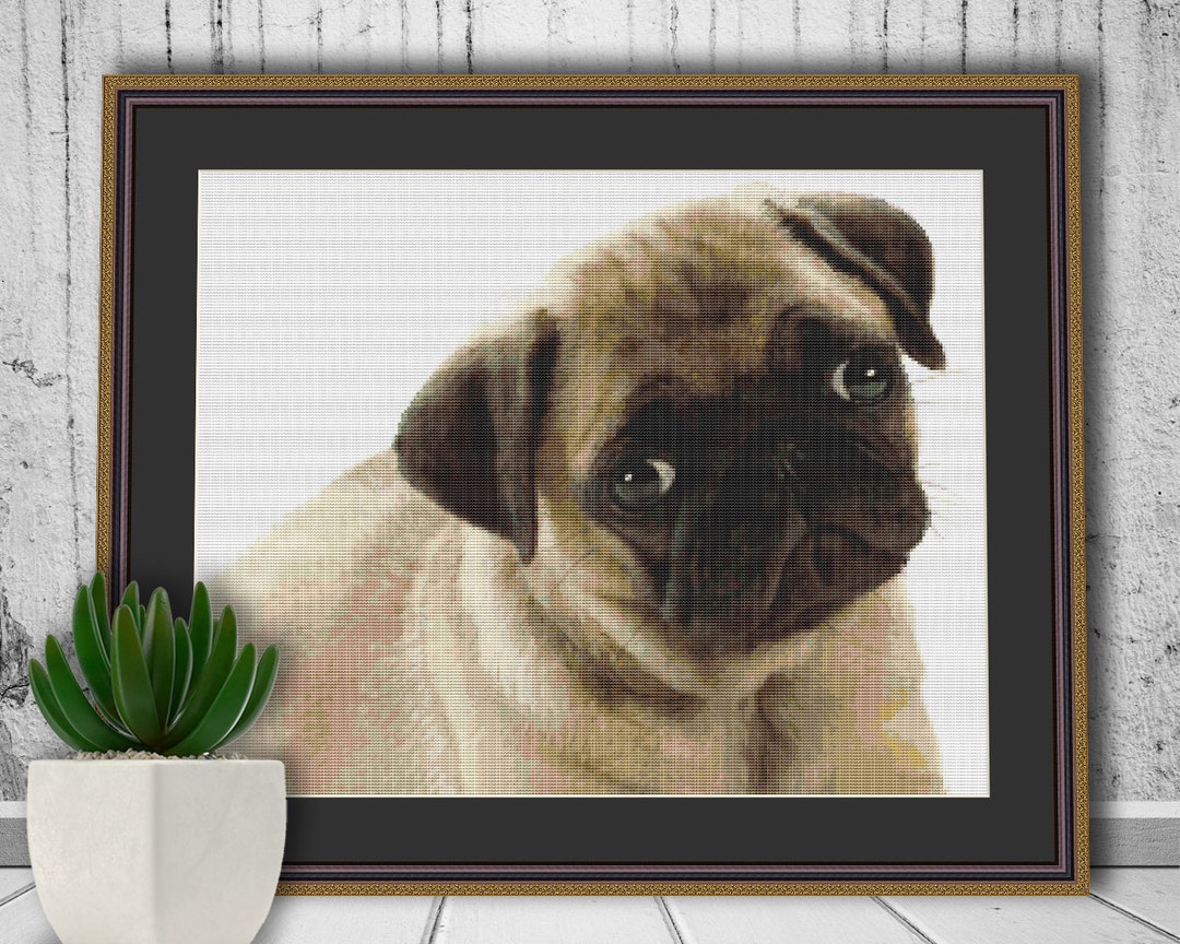 Pug Dog Counted Cross Stitch Pattern PDF Down Load 093 - Etsy