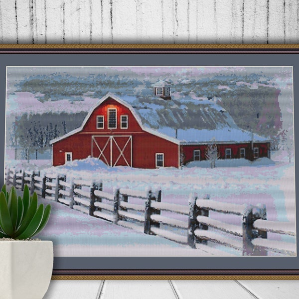 Red Barn Cross Stitch - Etsy