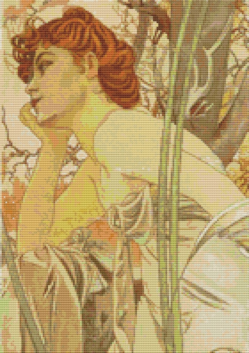 Alphonse Mucha Art Nouveau Counted Cross Stitch Pattern PDF Down Load ...