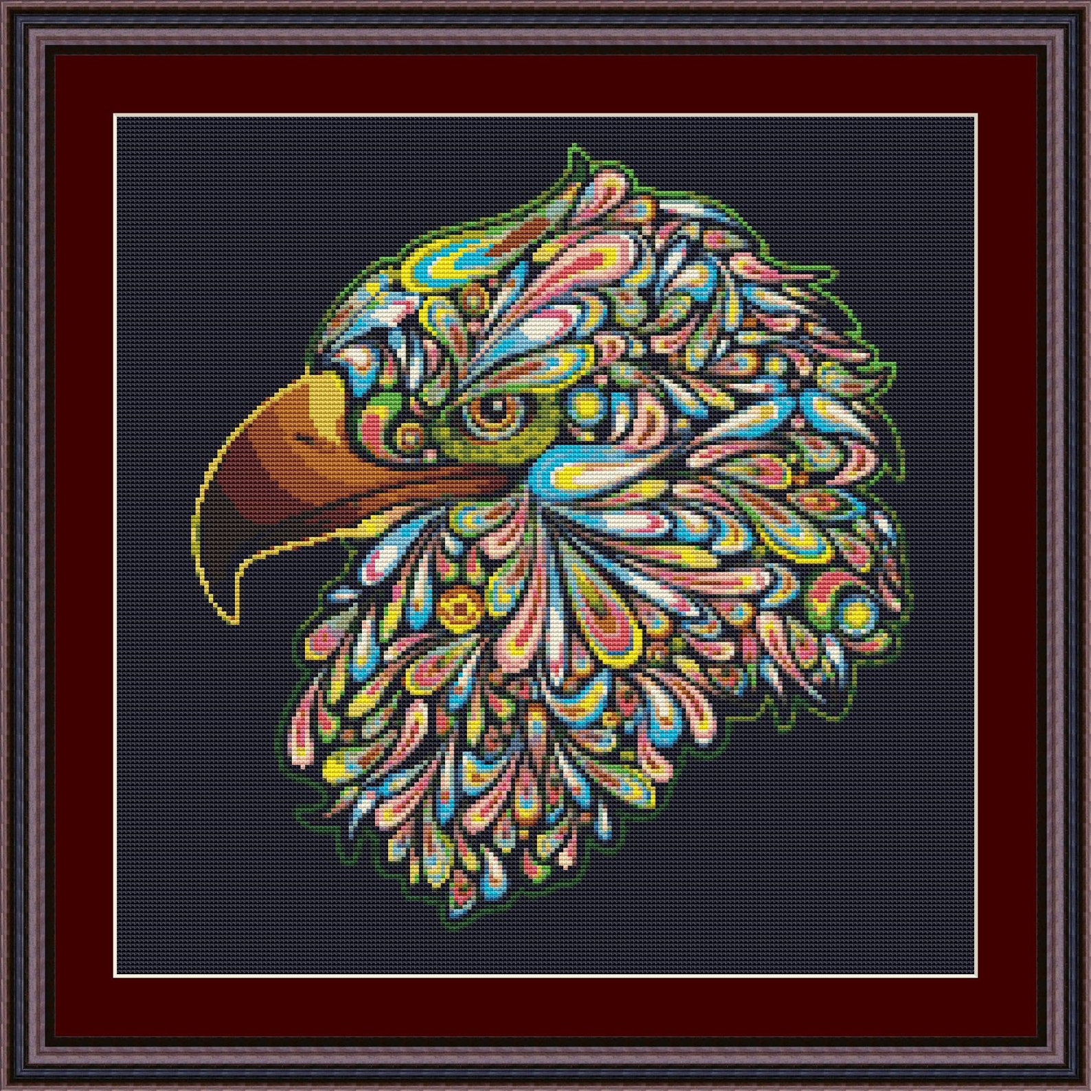 Psychedelic Eagle Cross Stitch Pattern PDF Down Load 10 - Etsy