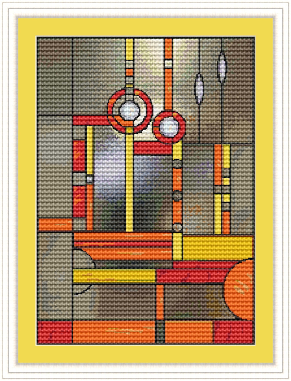 Geometric Stained Glass Cross Stitch Pattern PDF Down Load 336 - Etsy