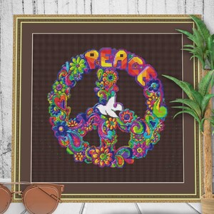 Floral Peace Sign Cross Stitch Pattern PDF Down Load 338 - Etsy