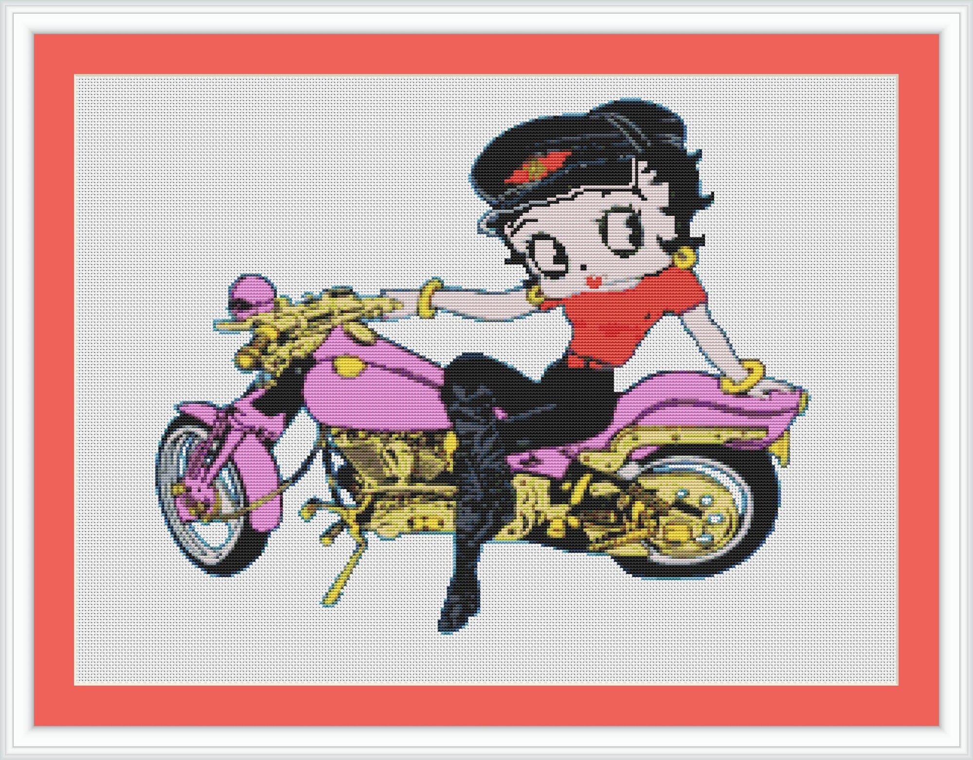 EASY Betty Boop on a Bike Pattern Counted Cross Stitch Pattern - Etsy