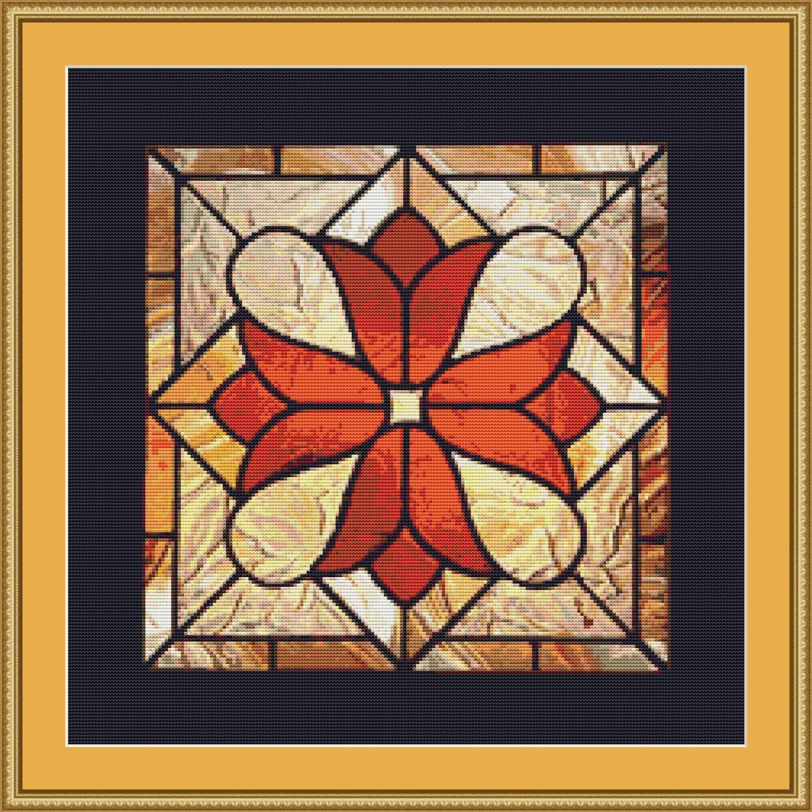 Stained Glass Counted Cross Stitch Pattern PDF Down Load 087 - Etsy