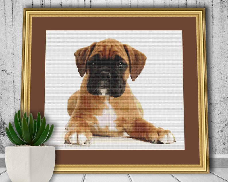 Boxer Puppy Counted Cross Stitch Pattern PDF Down Load 092 - Etsy