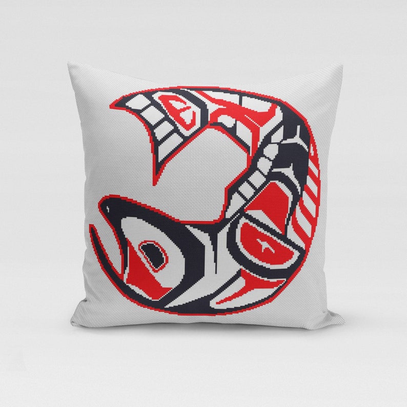 Easy NW Native Art Salmon Counted Cross Stitch Pattern Chart PDF Down ...