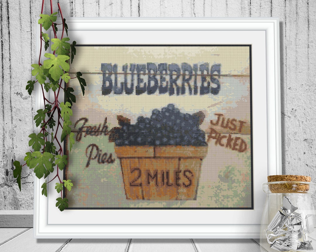 Blue Berry Farm Sign Cross Stitch Pattern PDF Down Load 333 - Etsy