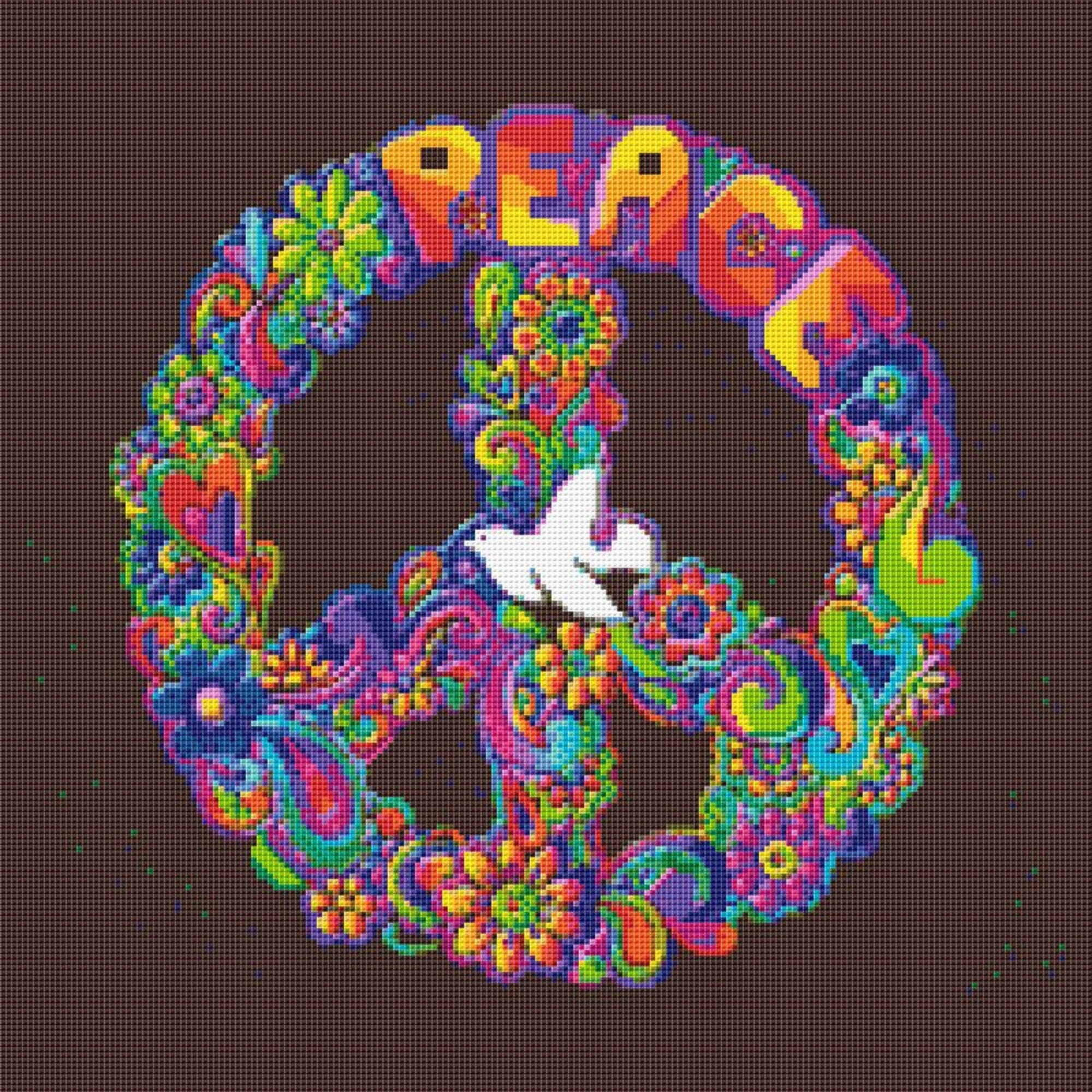 Floral Peace Sign Cross Stitch Pattern PDF Down Load 338 - Etsy