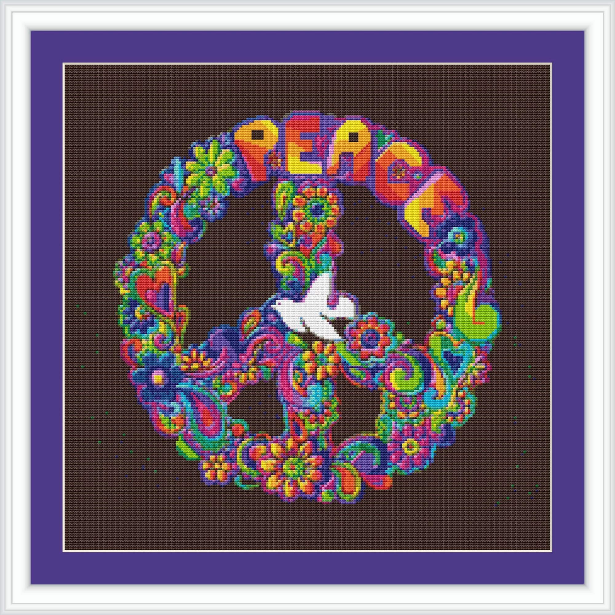 Floral Peace Sign Cross Stitch Pattern PDF Down Load 338 - Etsy Canada
