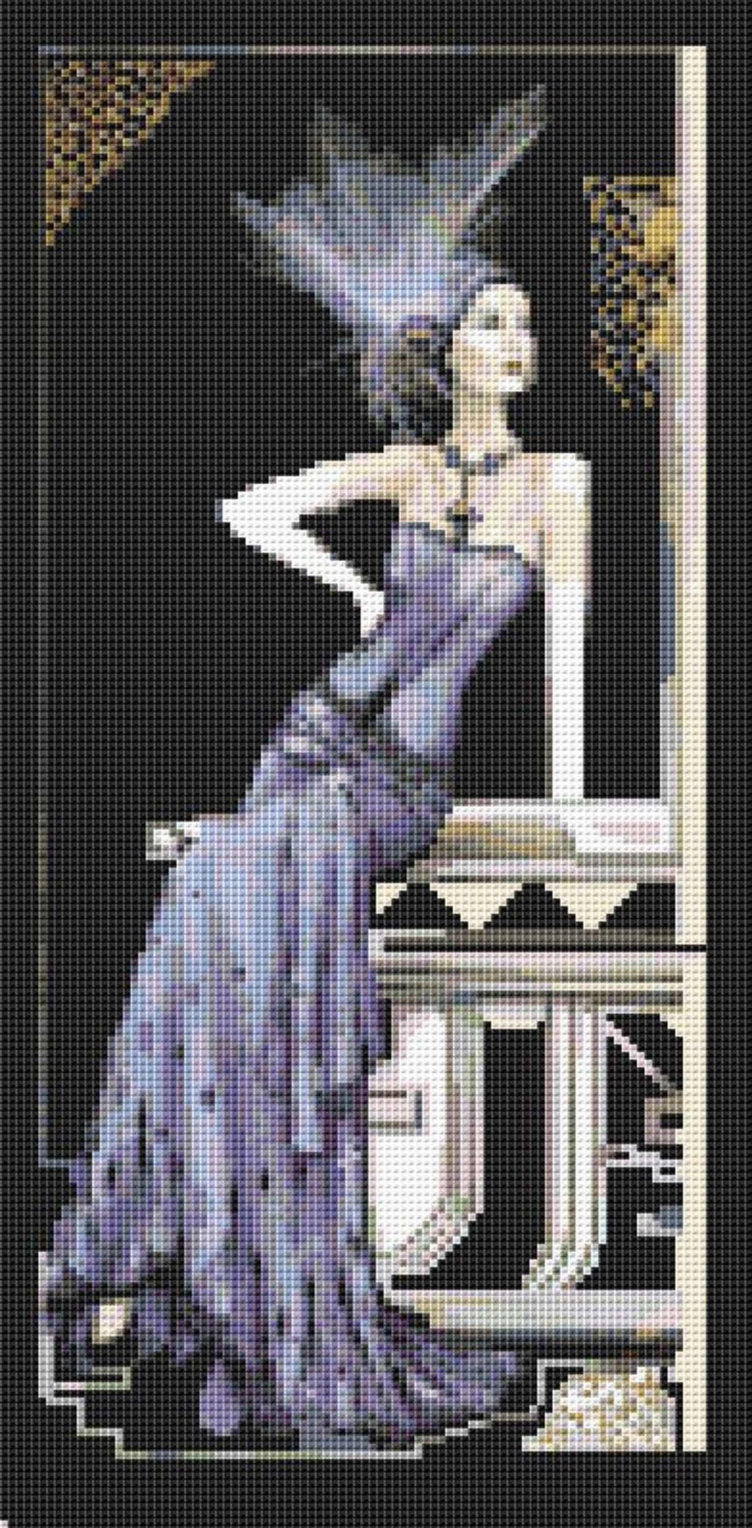 Fashionable Deco Flapper Lady Counted Cross Stitch Pattern PDF Down ...