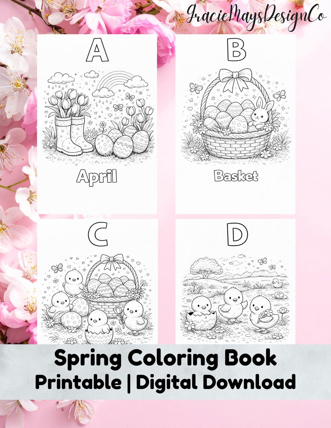 Spring ABC Coloring Book A–Z | Kids Printable Coloring Pages | Easter ...
