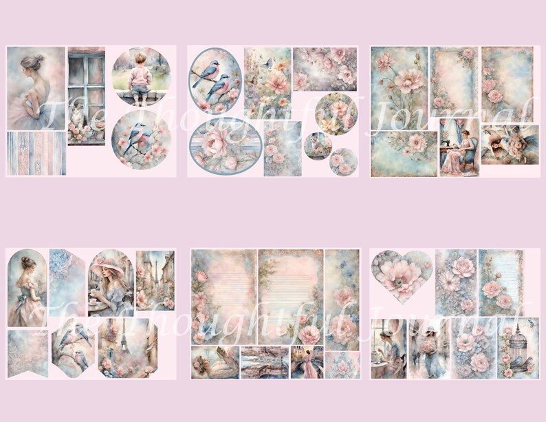 Tickled Pink in Paris Themed Digital Paper and Ephemera, Printable ...