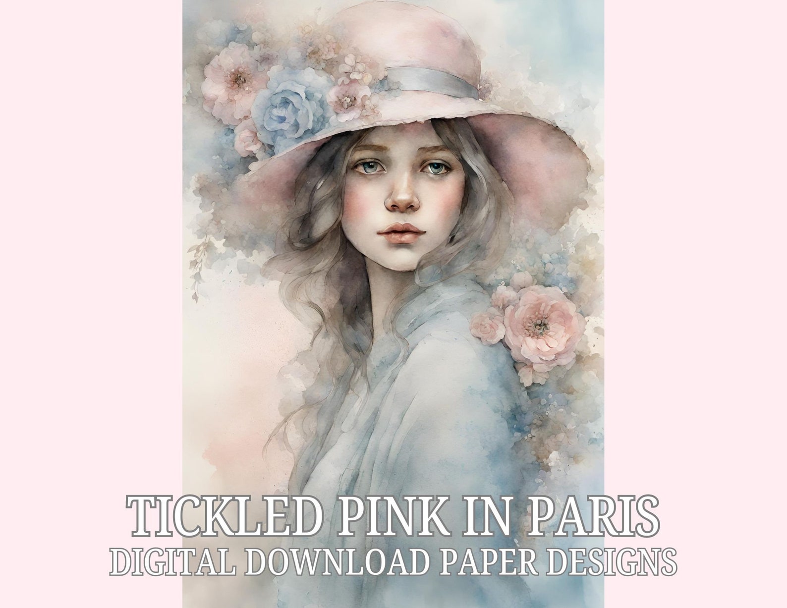 Tickled Pink in Paris Themed Digital Paper and Ephemera, Printable ...