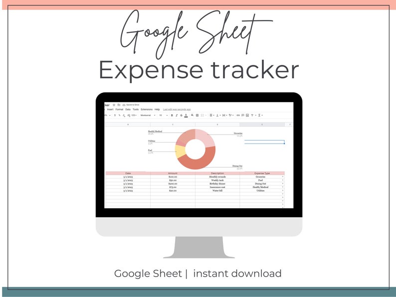 Google Sheets Expense Tracker Spreadsheet Expense Tracker - Etsy