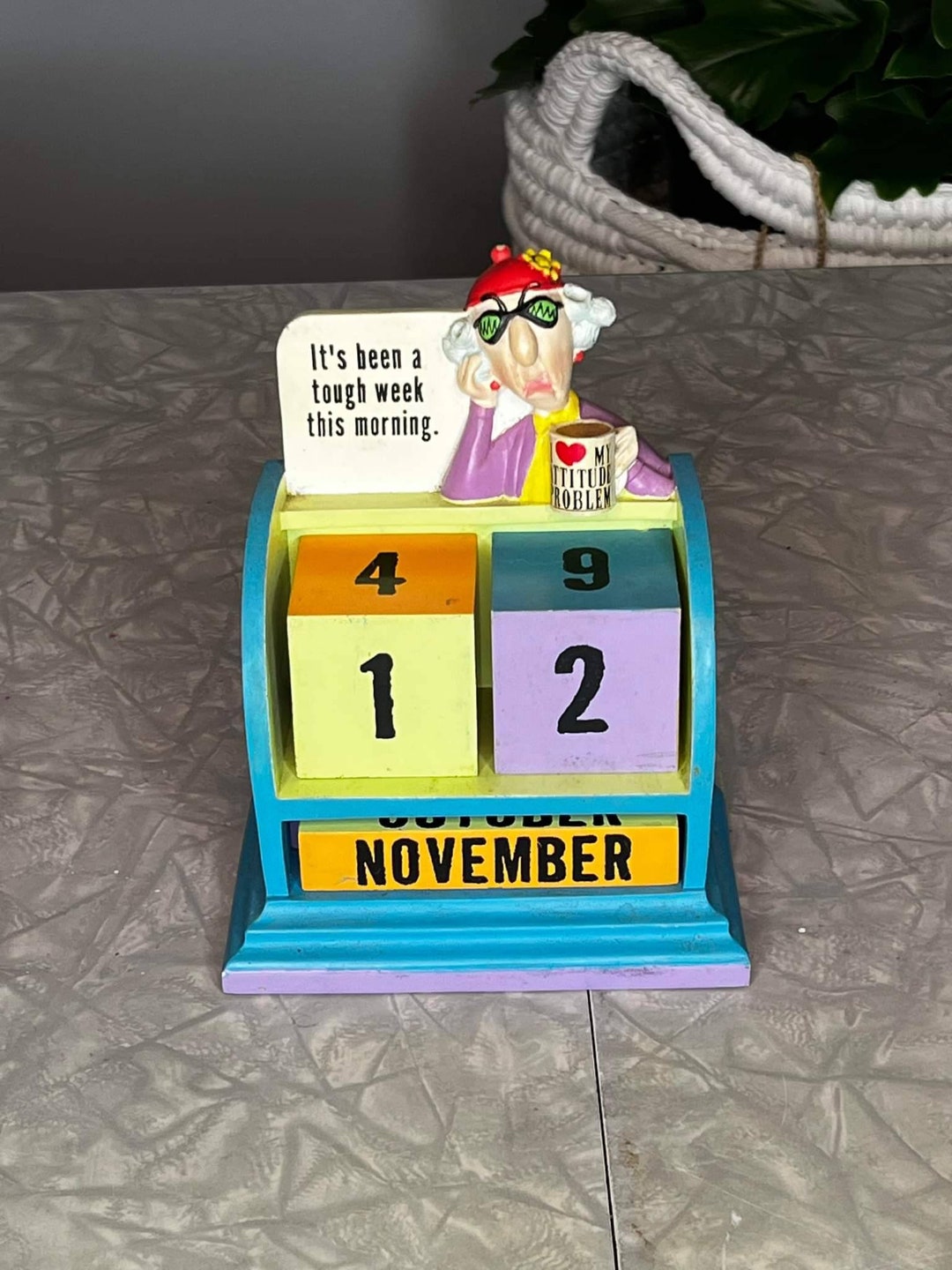 Maxine Desk Calender, Vintage 90s, Wood Block Calender, Novelty, Desk ...