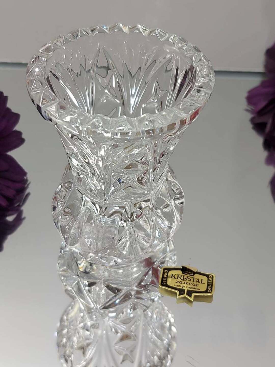 Kristal Zajecar Vase, Vintage Lead Crystal, Bohemia, Yugoslavia, Bud ...