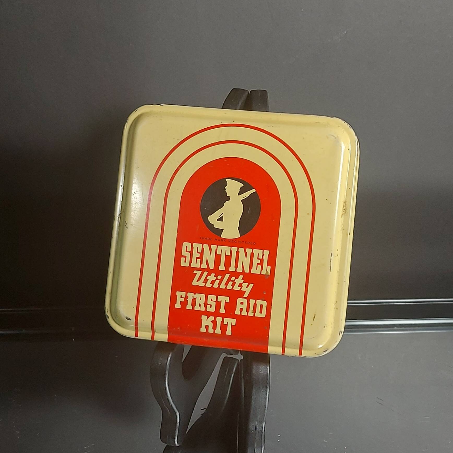 Antique Sentinel Utility, First Aid Kit, Metal Tin, Vintage 40s, Red ...