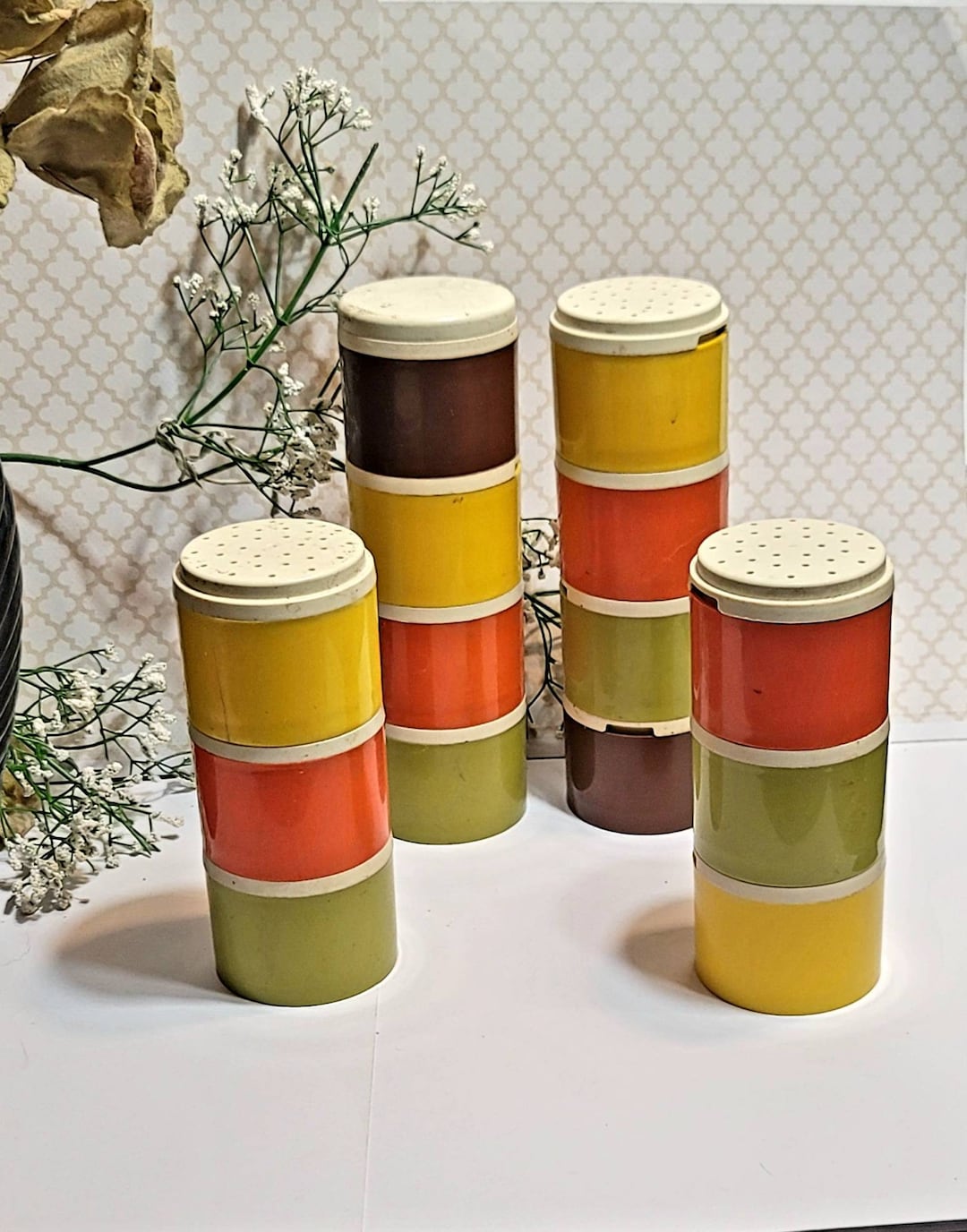 Vintage Tupperware, Stackable Spice Shakers, Spice Jars With Lids ...