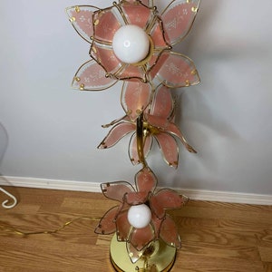 1 LEFT Pink Lotus Floor Lamp, Pink Lotus', Panel Shade, 3 Way Lighting ...
