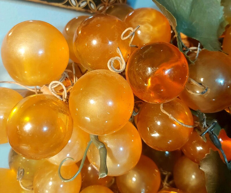 Lucite Grape Cluster Orange Acrylic Grapes Pearlized Wood | Etsy