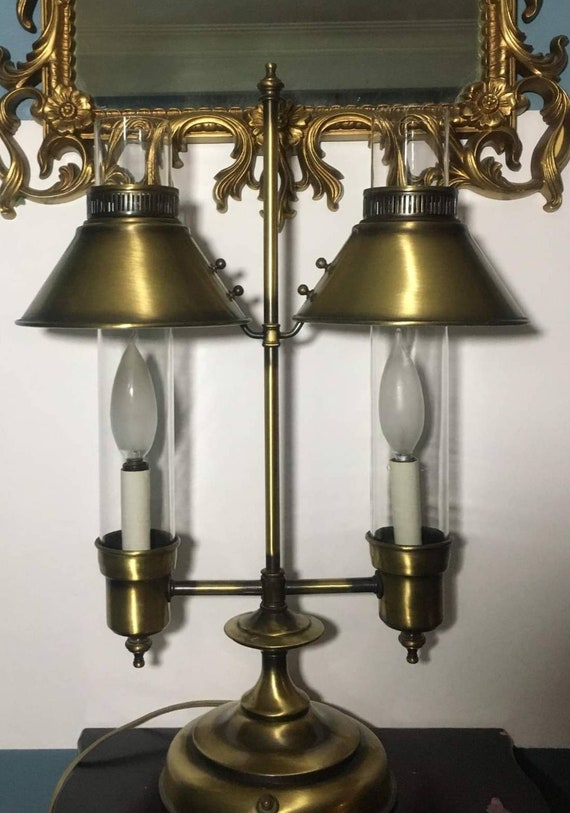 Student Lamp Solid Brass Antique Student Lamp Double | Etsy
