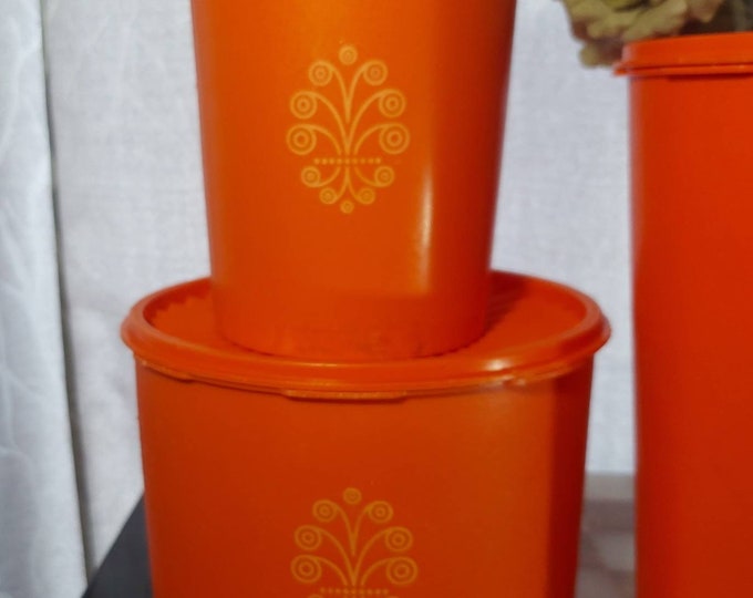 Tupperware, Canisters, Vintage Tupperware Canister Set, 6pcs, Orange ...