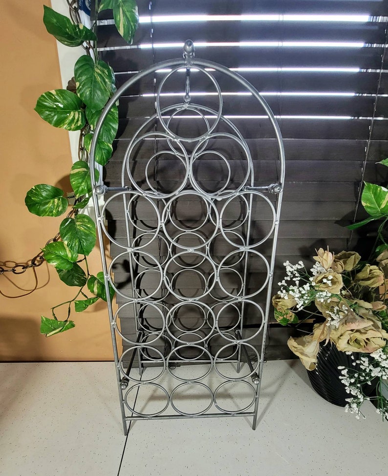 Silver Metal Wine Rack Large Vintage Wine Bottle Holder - Etsy