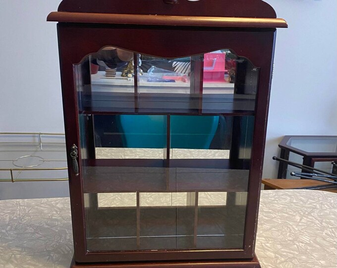 SOLD , 2 Vintage Solid Wood Curio Cabinet, Miniatures, Trinket Display ...
