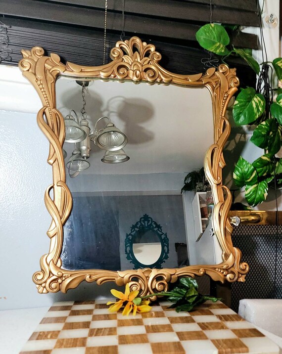 Wall Mirror, Gold Ornate Border, Wall Mirror, Framed … - Gem