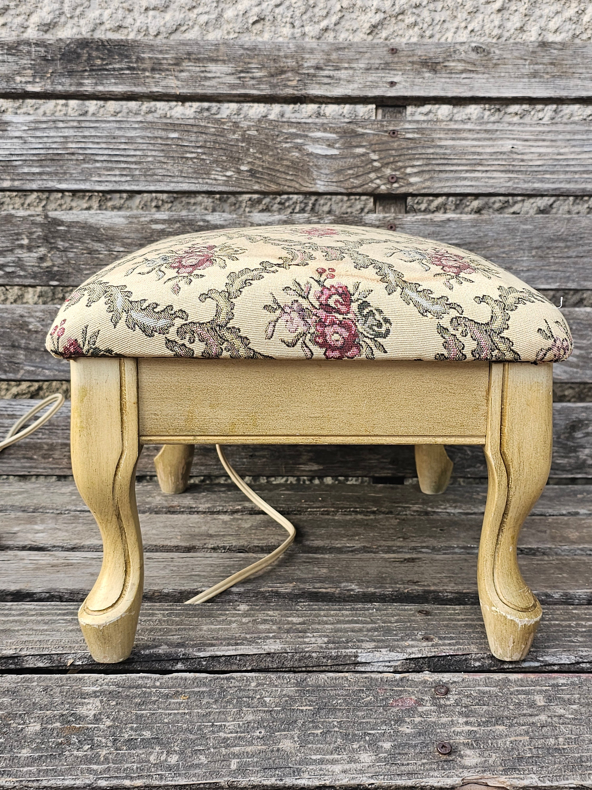 Heated Footstool, Ottoman, Electric, Needlepoint, Wood, Original, Small ...