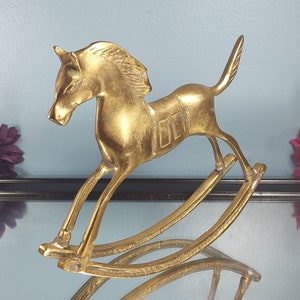 Brass Rocking Horse, Vintage Brass Horse, Nursery Decor, Animal Statue ...