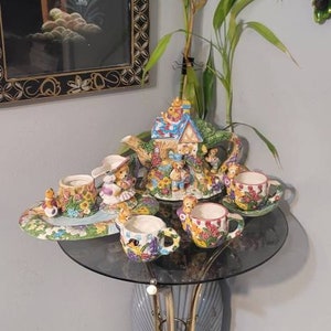 Teddy Bear Tea Set 9pcs. Cute Collectible Vintage Resin - Etsy
